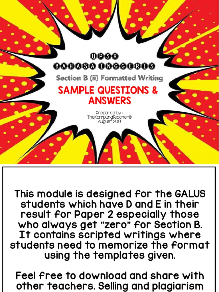 Sample Questions & Answers: Section B (Ii) Formatted Writing | PDF | Question