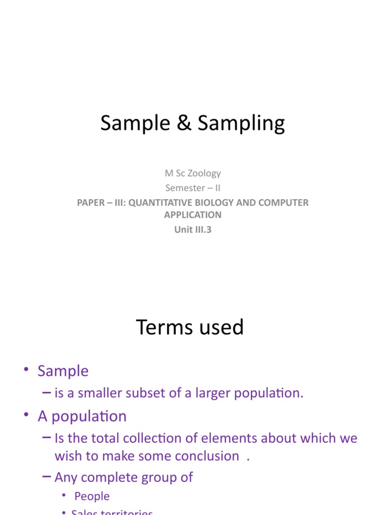 Biostatistics Sample and Sampling | PDF | Randomness | Sampling ...