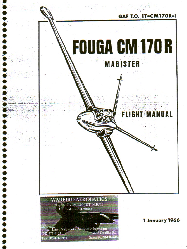 Fouga Jet Trainer Flight Manual. | PDF