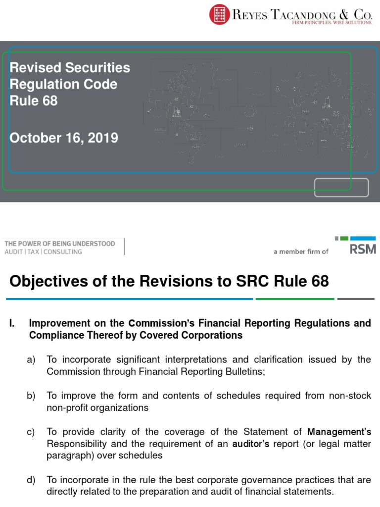 Revised SRC Rule 68 Summary | PDF | Financial Statement | Audit