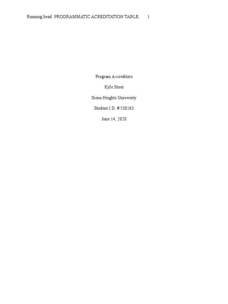 Accreditation Table KYLESTOUT | PDF | Academic Degree | Master's Degree