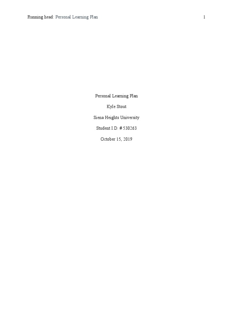 Personal Learning Plan | PDF | Teaching | Learning