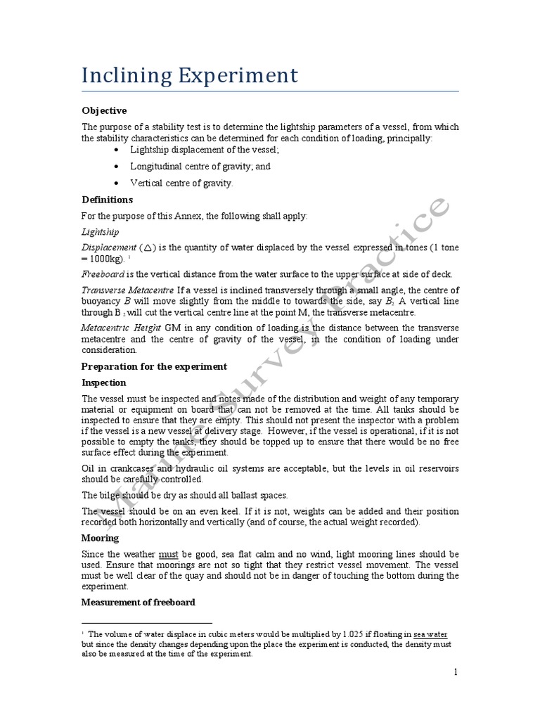 Inclining Experiment | PDF | Physics | Nature