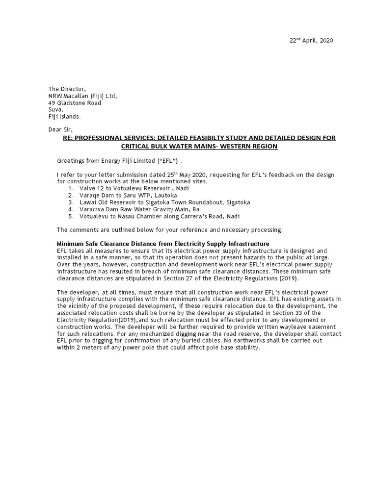 Letter To NRW Water Mains | PDF | Road | Infrastructure