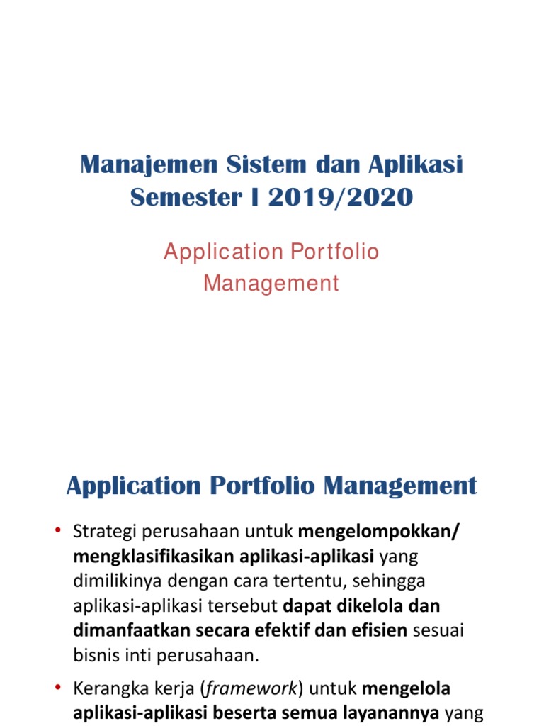 6 Msa 2019 2020 Application Portfolio Management Application