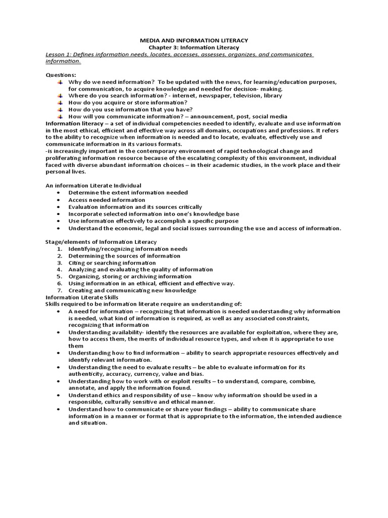 Chapter 3 Lesson 1 | PDF | Information Literacy | Literacy