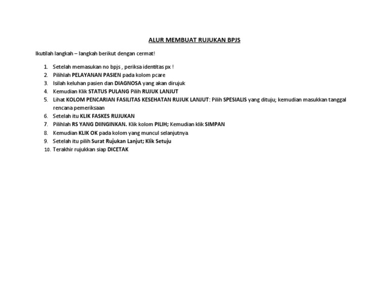 Alur Membuat Rujukan Bpjs | PDF