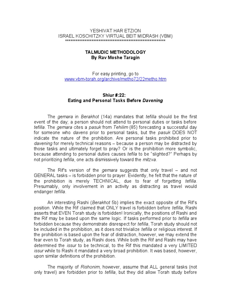 22eating Before Davening-Final | Download Free PDF | Jewish Prayer | Drink