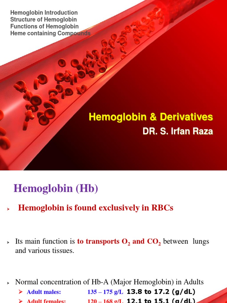 Hemoglobin & Derivatives: DR. S. Irfan Raza | PDF | Hemoglobin | Hematology