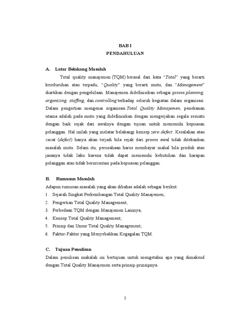 Makalah Konsep TQM | PDF | Karier & Perkembangan | Pengembangan Diri