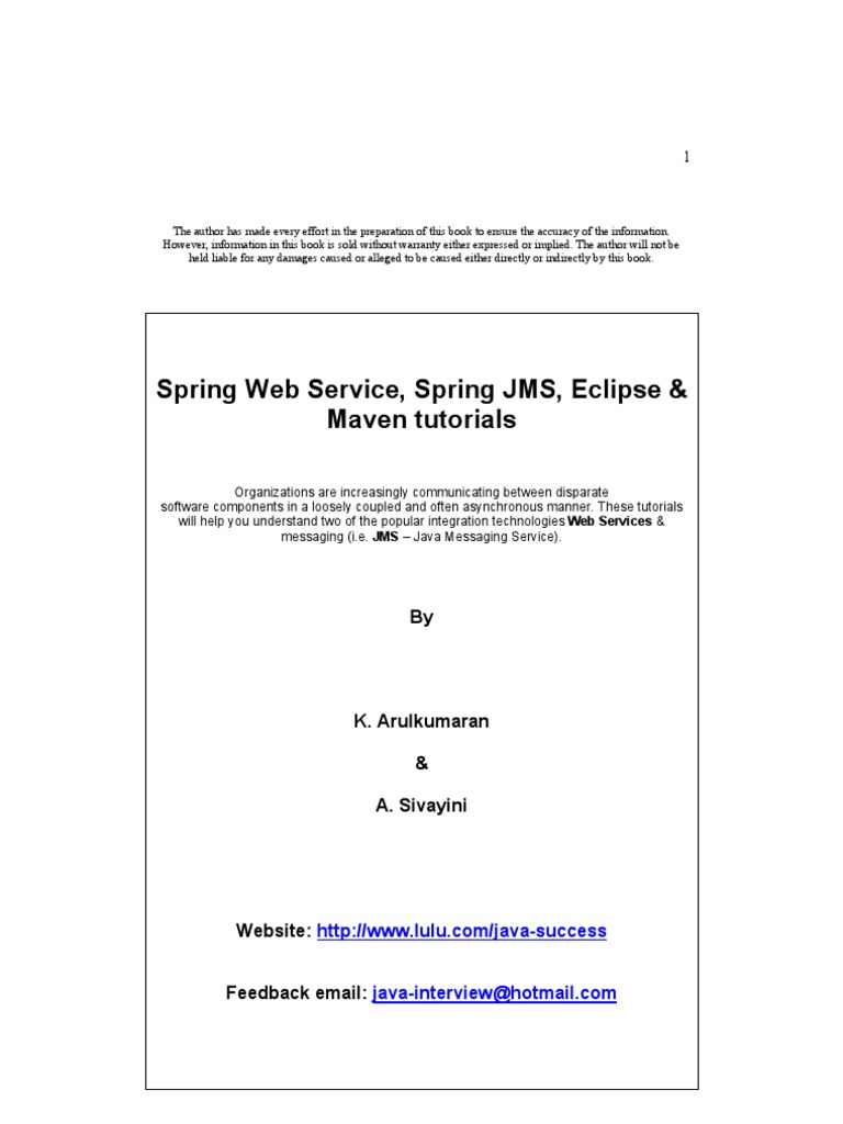 Spring Web Service, Spring JMS, Eclipse & Maven Tutorials | PDF | Software Architecture ...