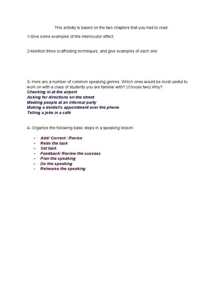 Scaffolding Techniques for Speaking Lessons | PDF | Art
