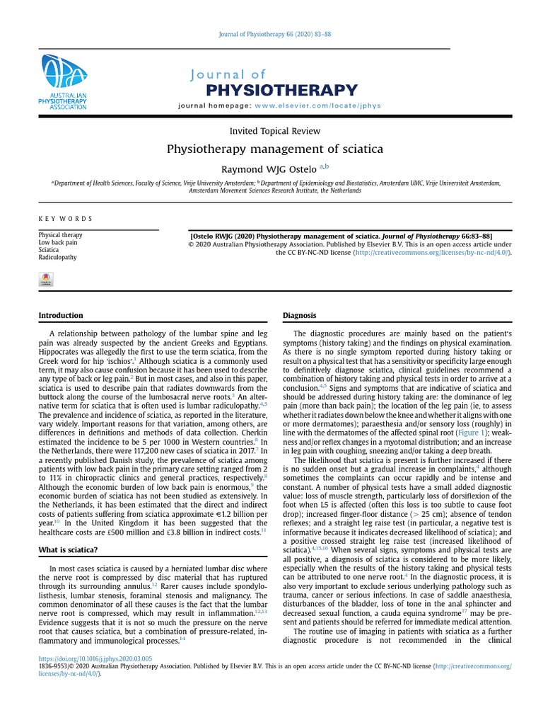 Physiotherapy Management of Sciatica | PDF | Physical Therapy | Back Pain