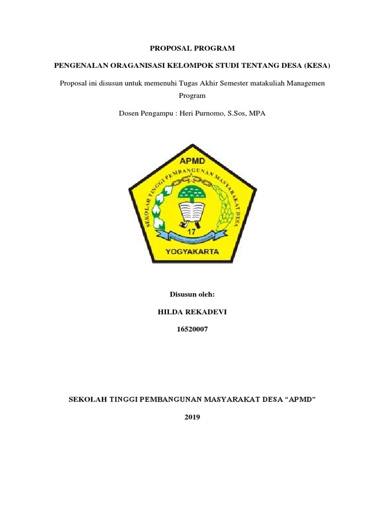 Contoh Tugas Proposal Program | PDF | Karier & Perkembangan