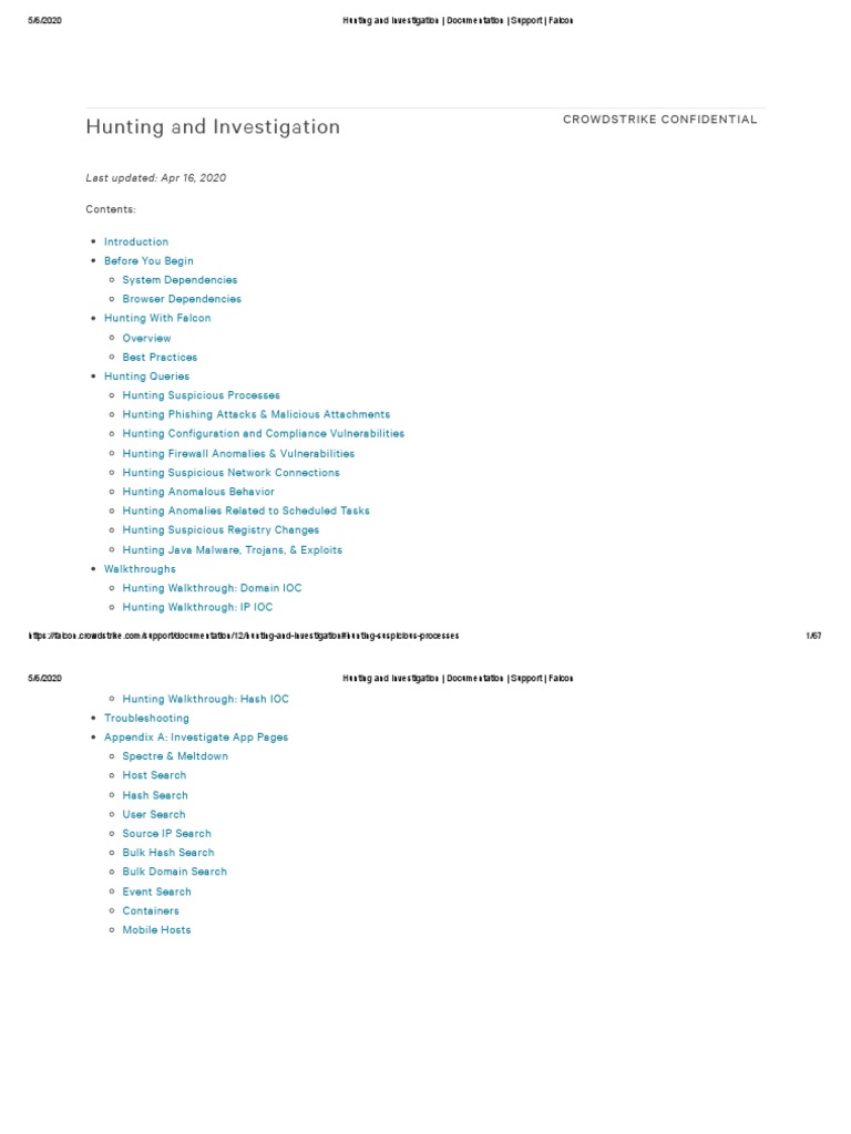 Hunting and Investigation - Documentation - Support - Falcon PDF | PDF | Command Line Interface ...