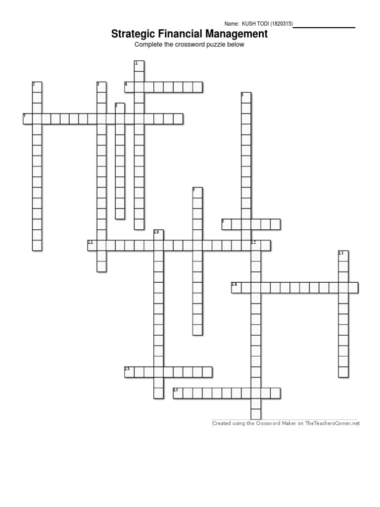 Strategic Financial Management Crossword | PDF | Computers