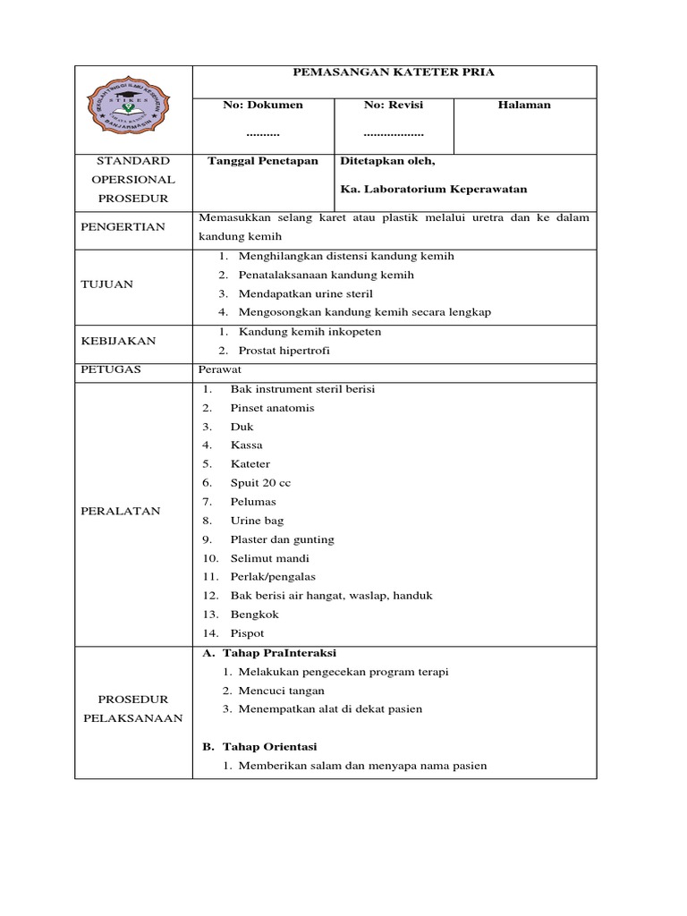 Pemasangan Kateter Pria | PDF