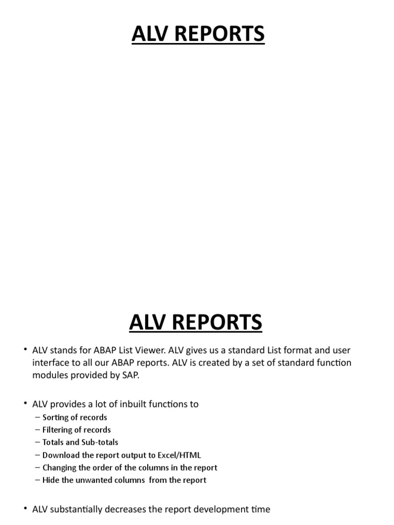 Alv Reports Pdf Subroutine Parameter Computer Programming 