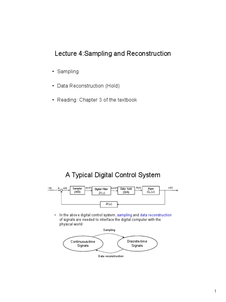 Lecture 4 Sampling And Reconstruction Sampling Data Reconstruction Hold Reading