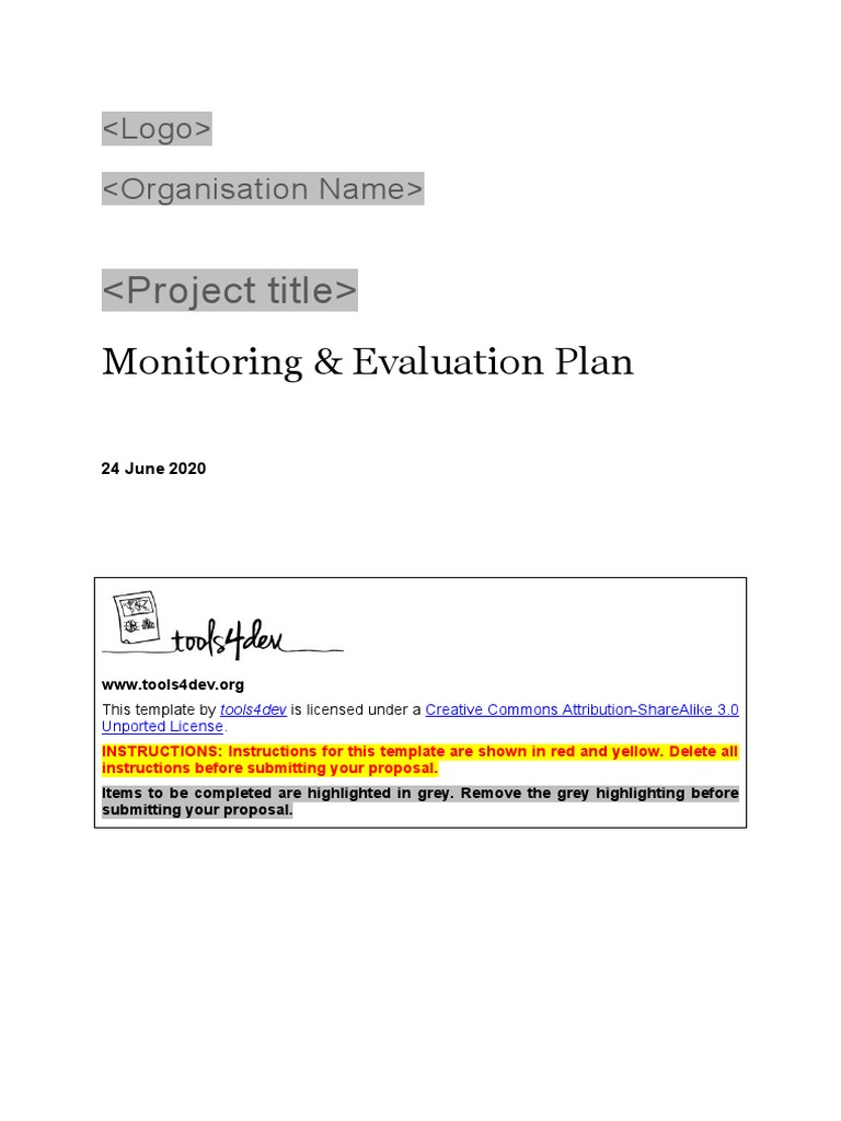 Monitoring & Evaluation Plan | PDF | Educational Assessment | Business