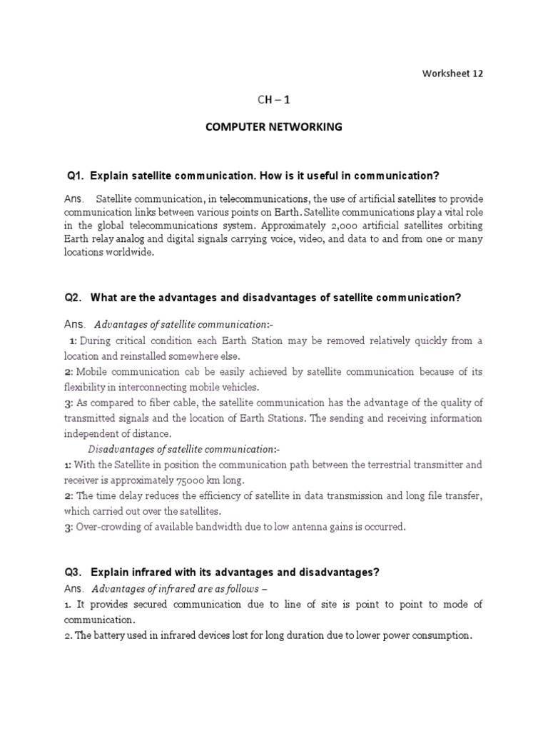Computer Networking: Worksheet 12 | PDF