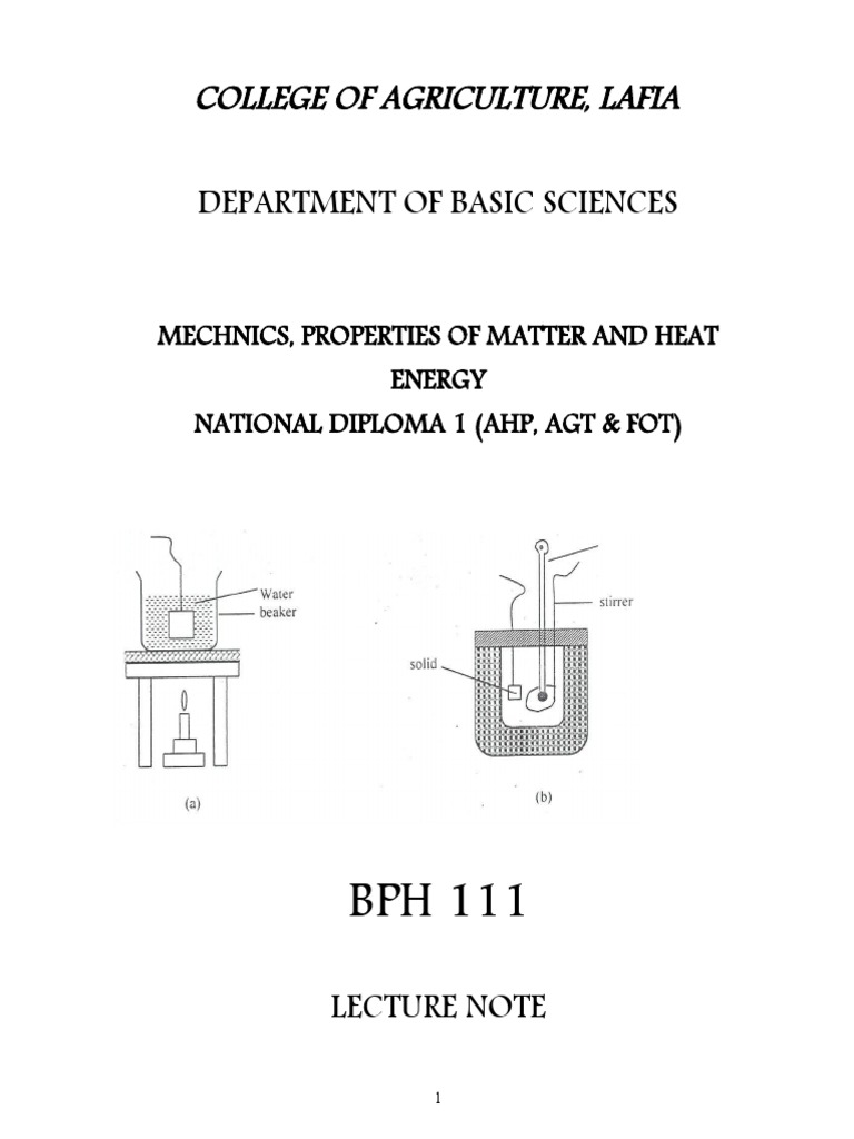 BPH 111 Lecture Note 2016 Session | PDF | Mole (Unit) | Eye