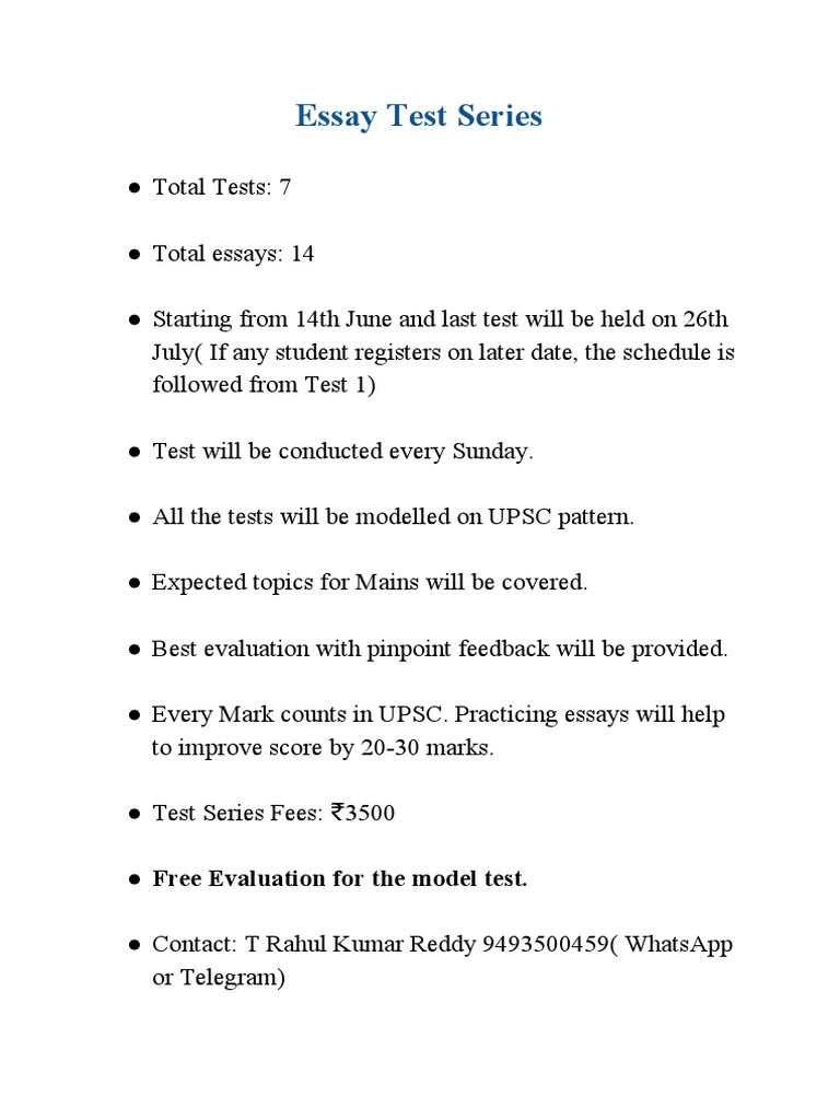 UPSC Essay Test Series: 14 Essays | PDF | Computers