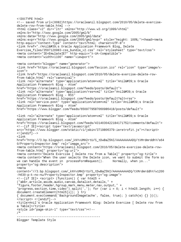 Anil S Oracle Application Framework Blog Delete Exercise Pdf Hypertext Software