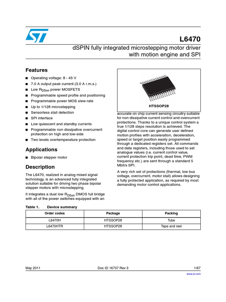 l6470 Manual | PDF | Mosfet | Electric Motor