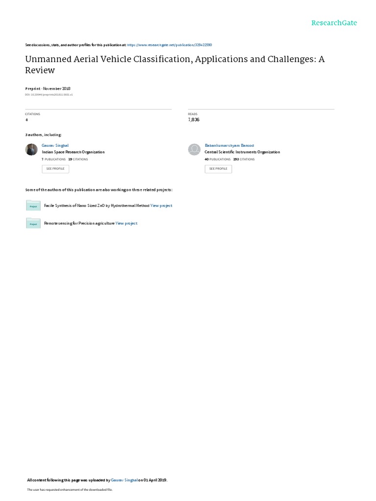 Unmanned Aerial Vehicle Classification Application PDF | Download Free ...