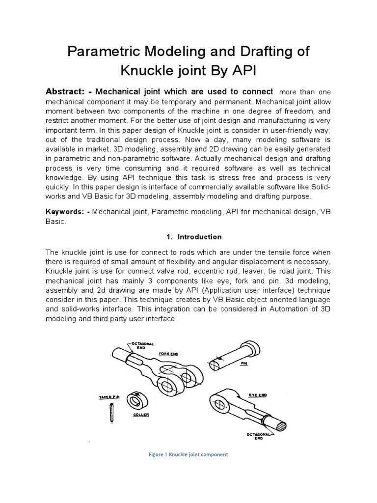 Parametric Modeling and Drafting of Knuckle Joint by API | PDF | Graphical User Interfaces | 3 D ...