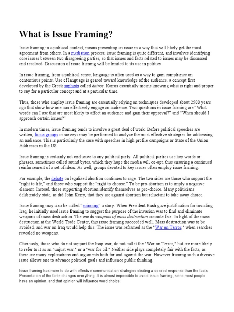 An Introduction to Issue Framing in Politics: Understanding How ...