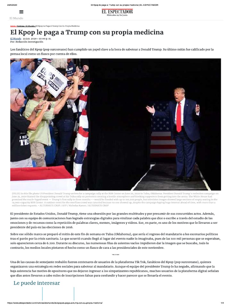 El Kpop Le Paga A Trump Con Su PR | PDF