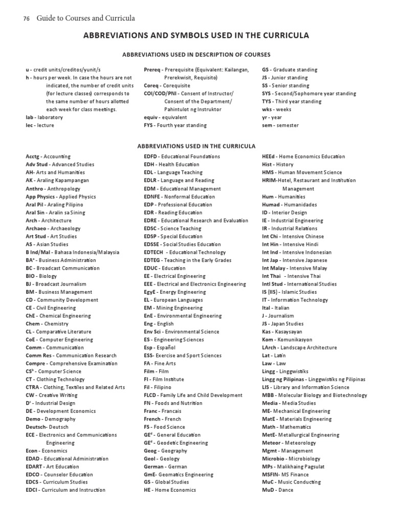 Guide To Courses and Curricula | PDF | Master's Degree | Bachelor Of Arts