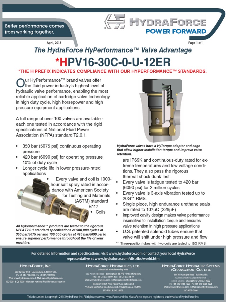 Pv16-30C-0-U-12Er: The Hydraforce Hyperformance™ Valve Advantage | PDF ...