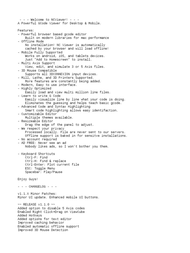 Powerful GCode Viewer for Desktop & Mobile - NCViewer | PDF | User ...