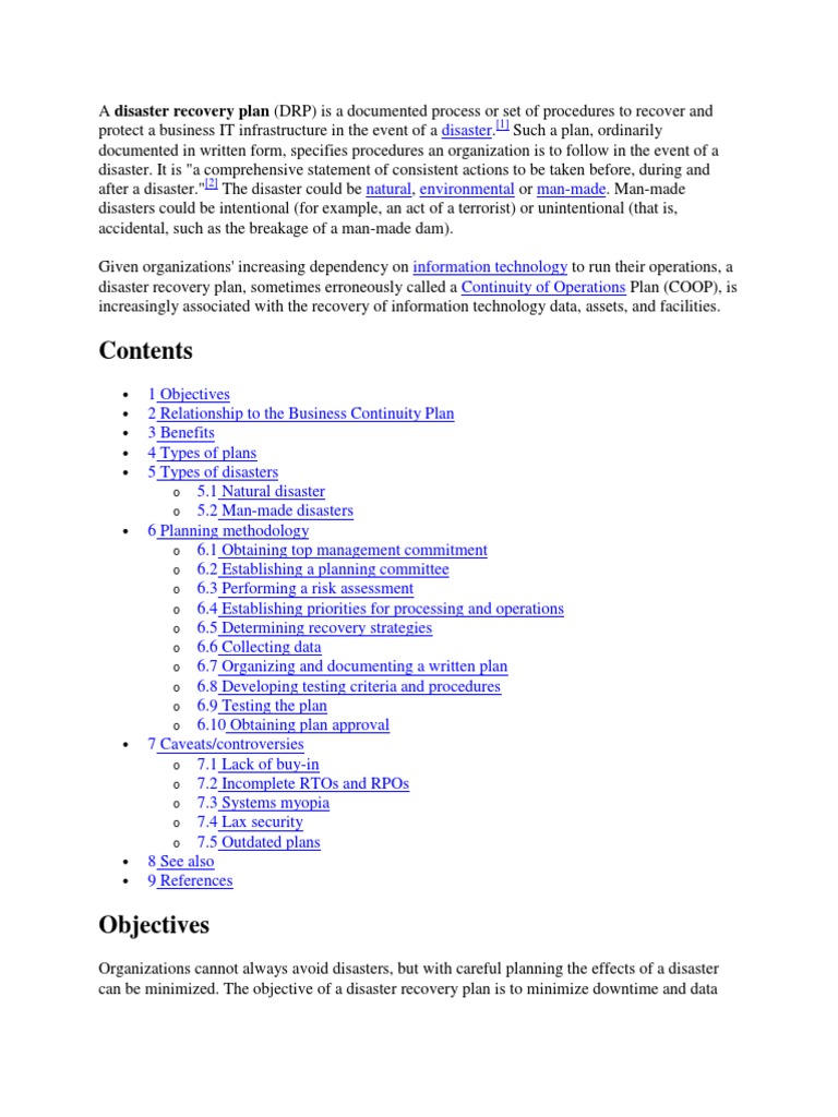 A Disaster Recovery Plan PDF | Download Free PDF | Disaster Recovery ...