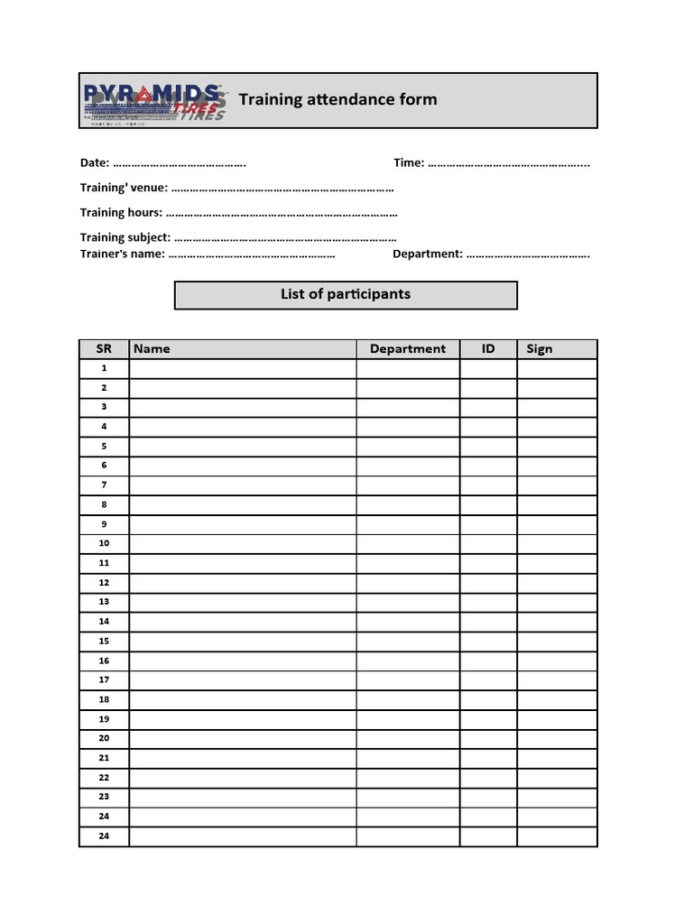 Training Attendance Form Template | PDF