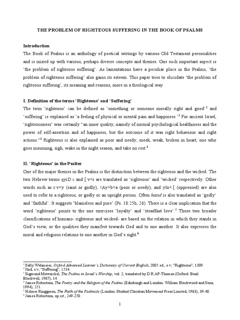 PSALMS - The Problem of Righteous Suffering in Psalms | PDF ...