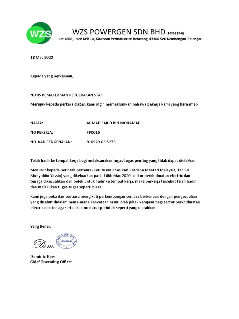 Surat Pergerakan Staf | PDF