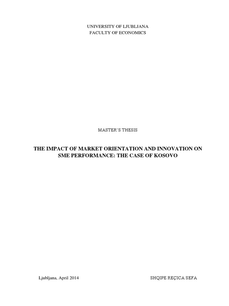 Impact of Market Orientation and Innovation On SME Performance | PDF ...