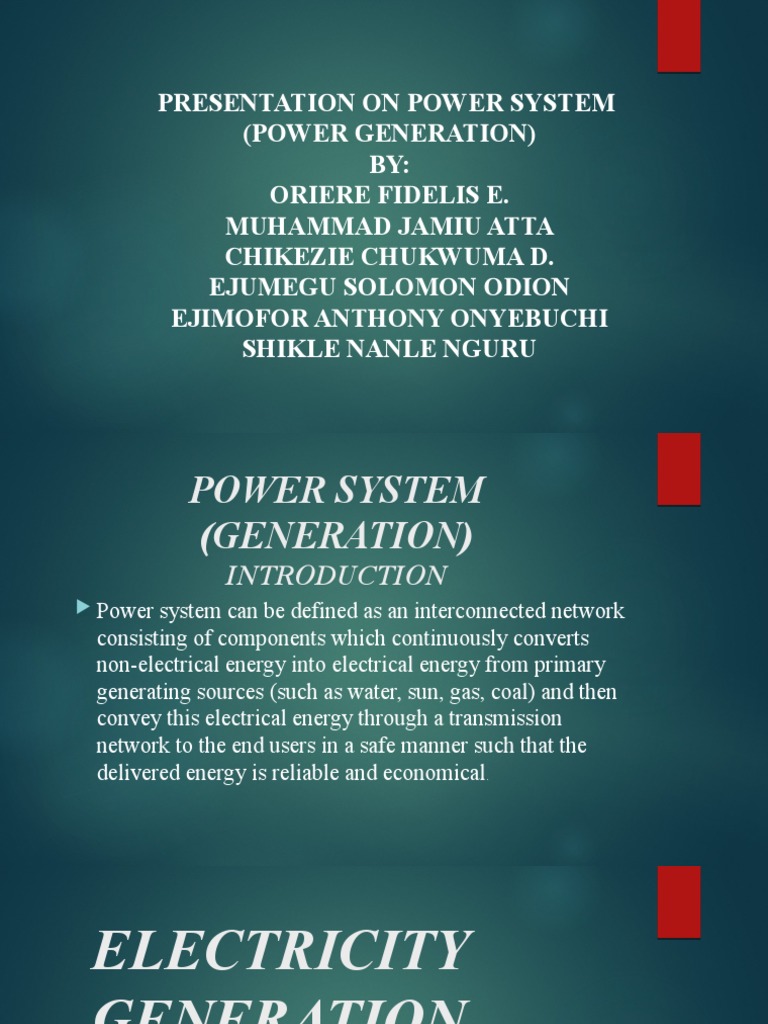 Power System Presentation | PDF | Electricity Generation | Power Station