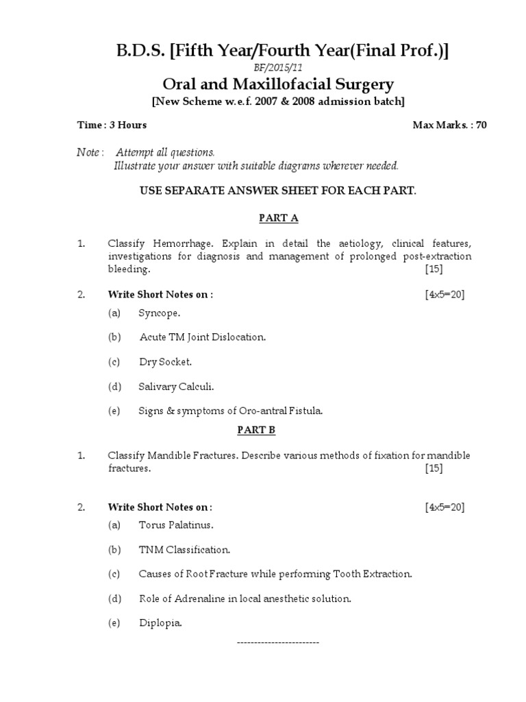 BDS Fifth Year & Final Prof. New | PDF | Dentistry | Mouth