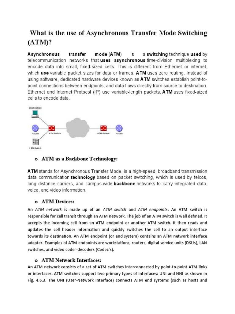 What Is The Use of Asynchronous Transfer Mode Switching (ATM) ? | PDF | Asynchronous Transfer ...