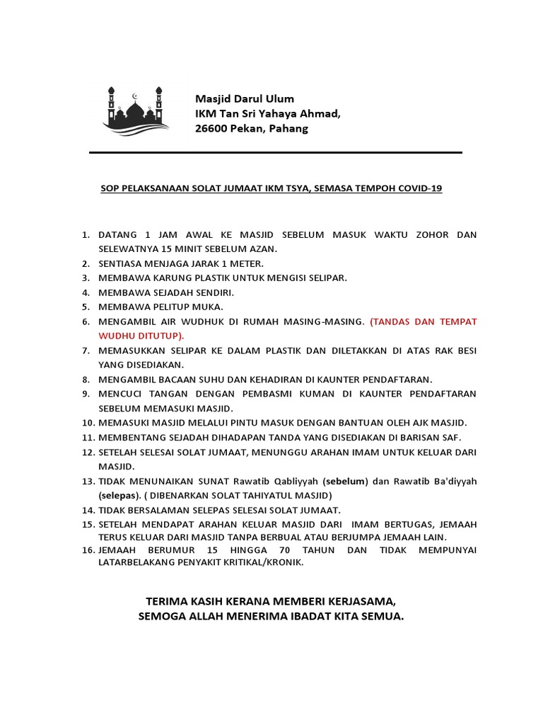 Sop Solat Jumaat Ikm Tsya | PDF