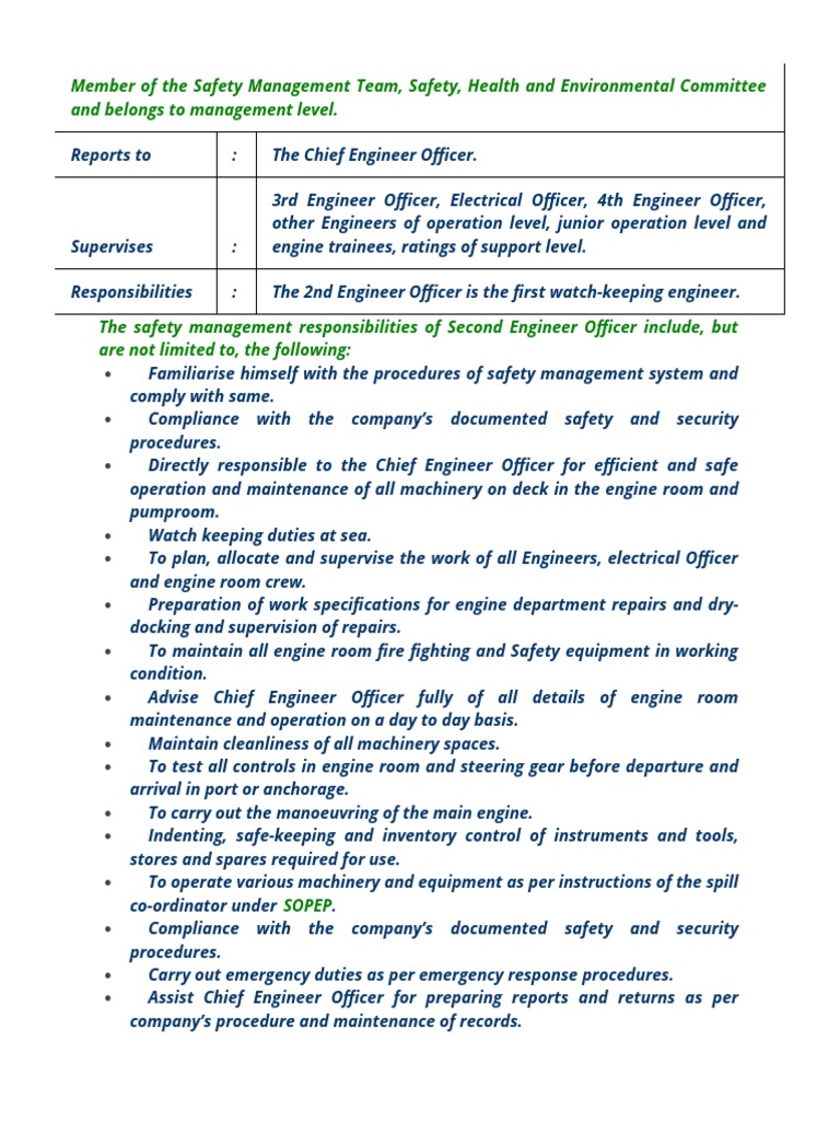 Duties of 1e | PDF | Safety | Engineer