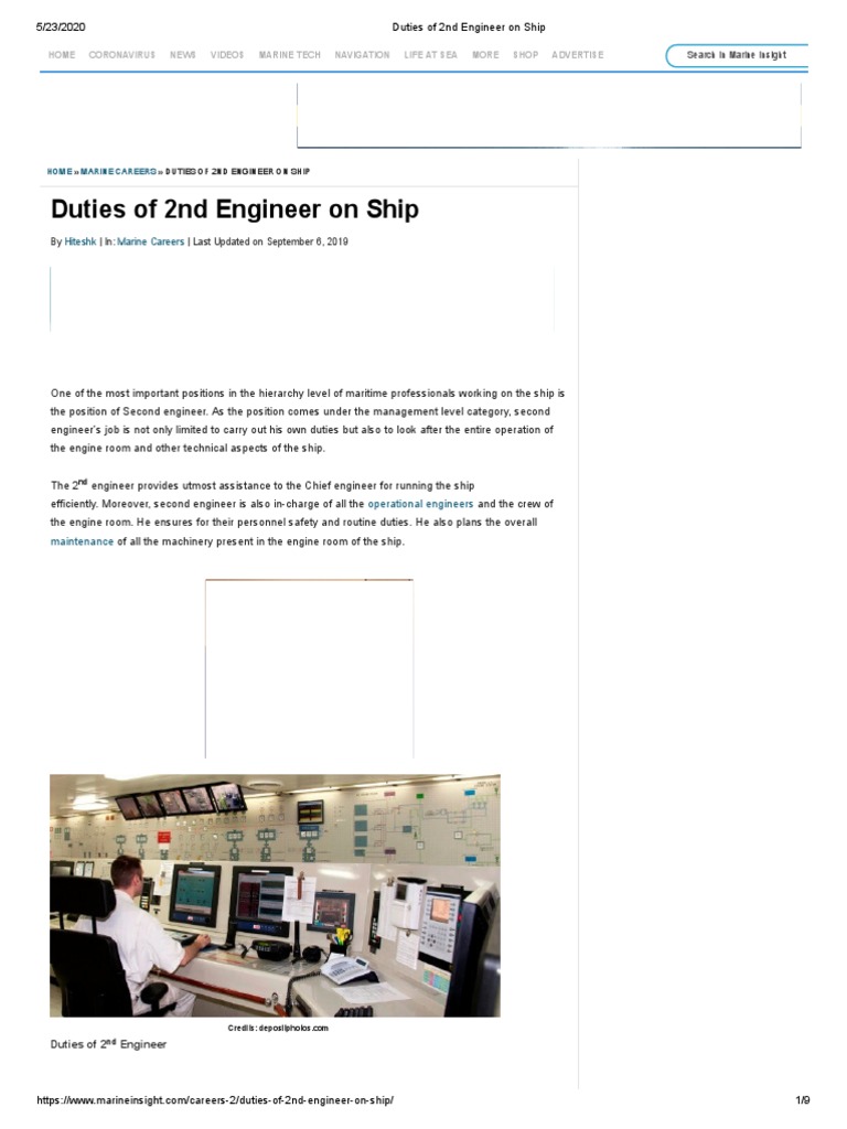 Duties of 2nd Engineer On Ship | PDF | Ships | Sailor