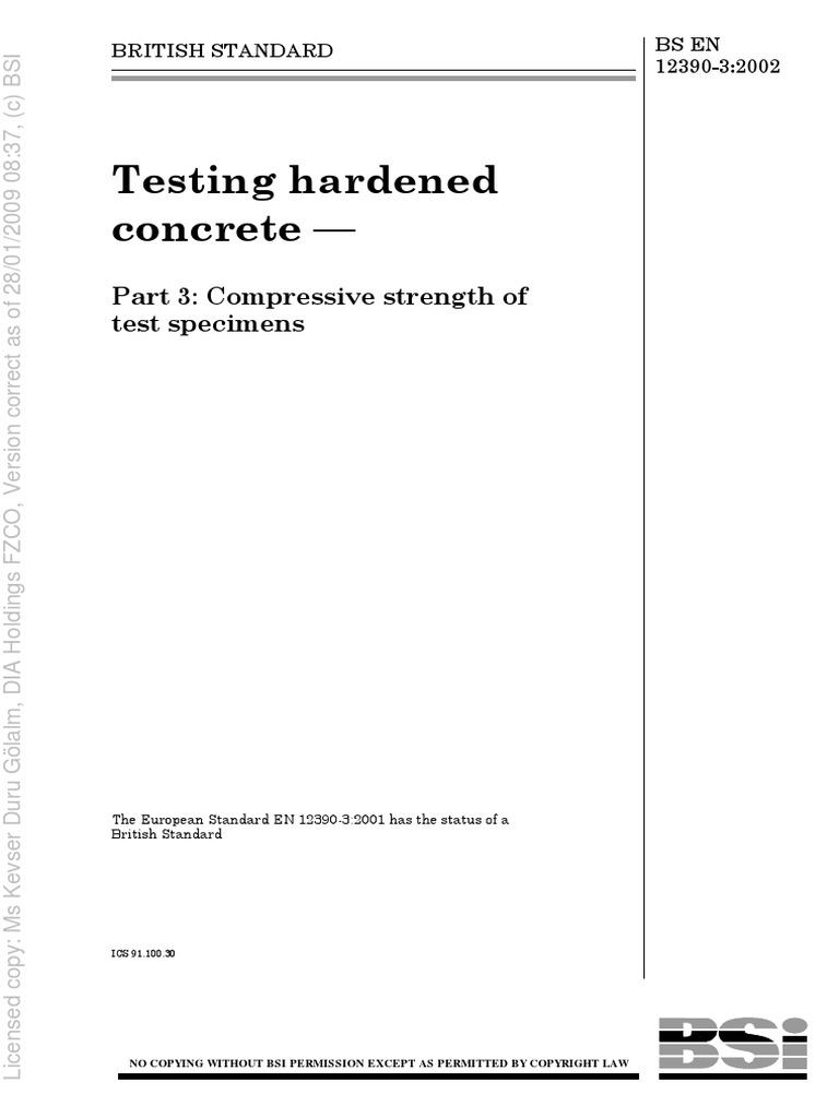 BS en 12390-3 | PDF | Accuracy And Precision | Concrete