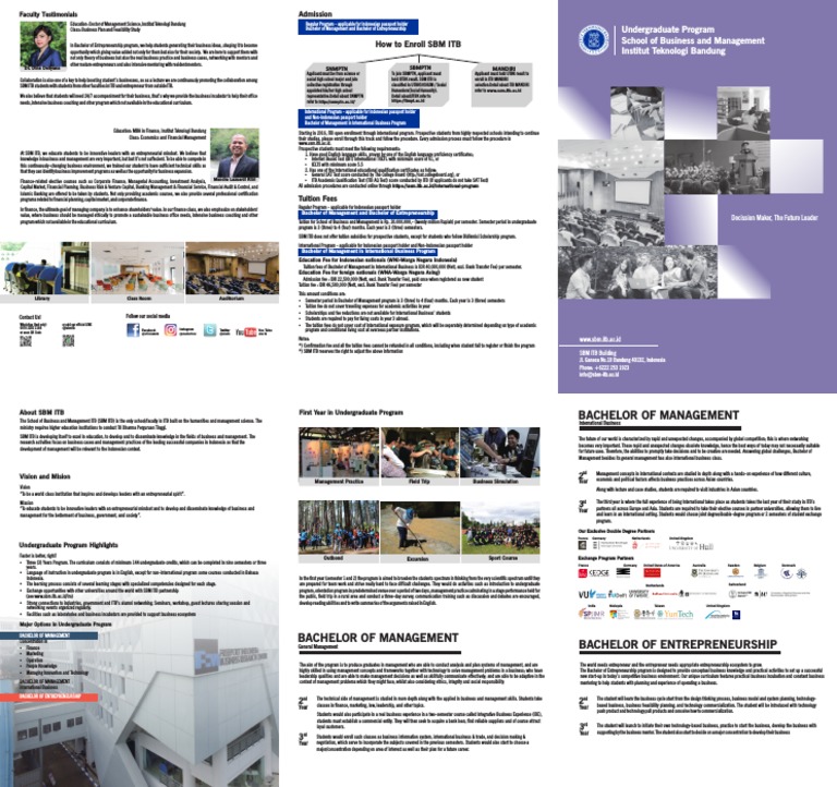 Brochure S1 SBM PDF | PDF | Entrepreneurship | Indonesian Rupiah