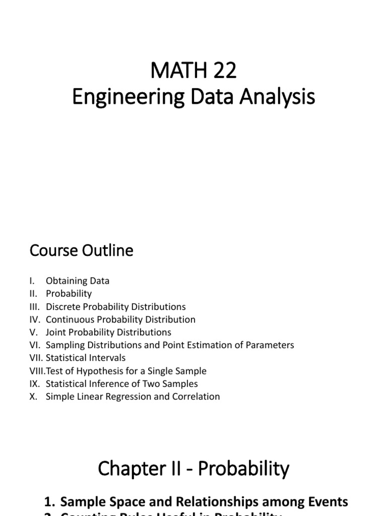 Math 22 Engineering Data Analysis | PDF | Statistics | Probability